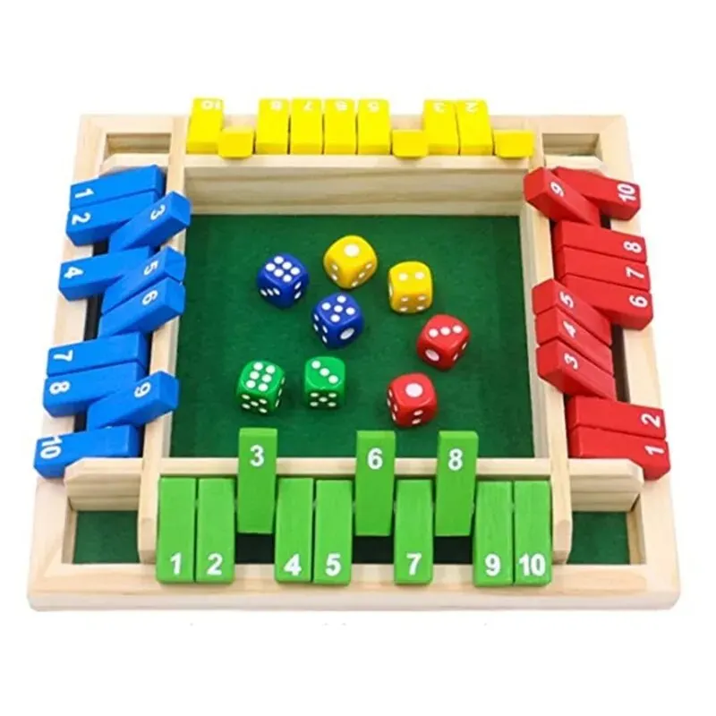 W-rfelbrettspiel-aus-Holz-Shut-The-Box-f-r-4-Spieler-Klappen-und-W ...