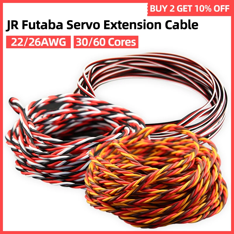 22AWG-26AWG-30-60-Core-Twisted-Servo-Cabo-de-Extens-o-JR-Futaba-10M-20M ...