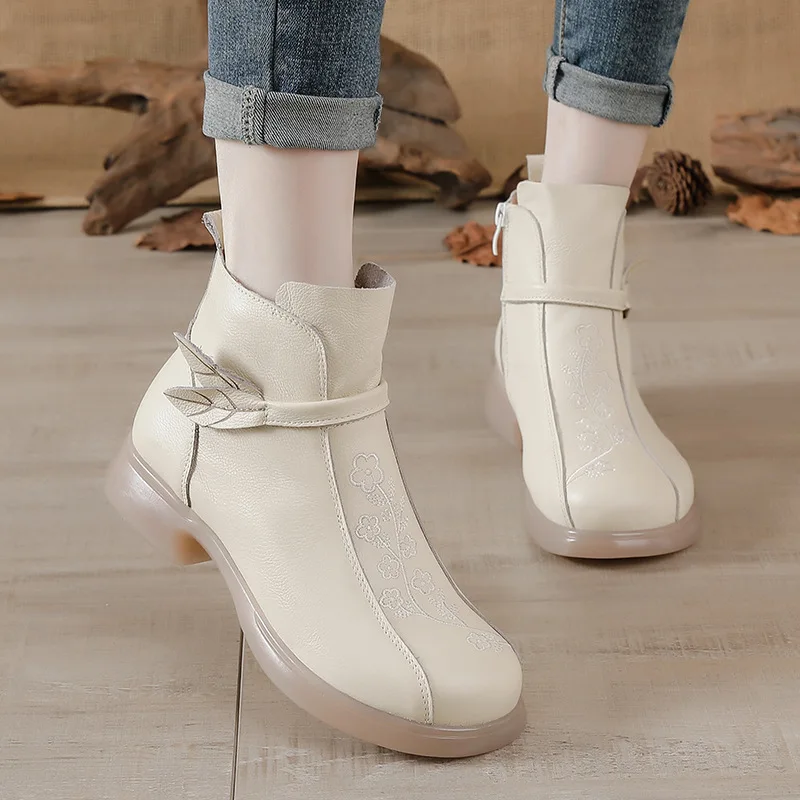 Xiuteng-Ethnic-Style-Short-Boots-With-Cowhide-Top-Layer-Autumn-Style ...