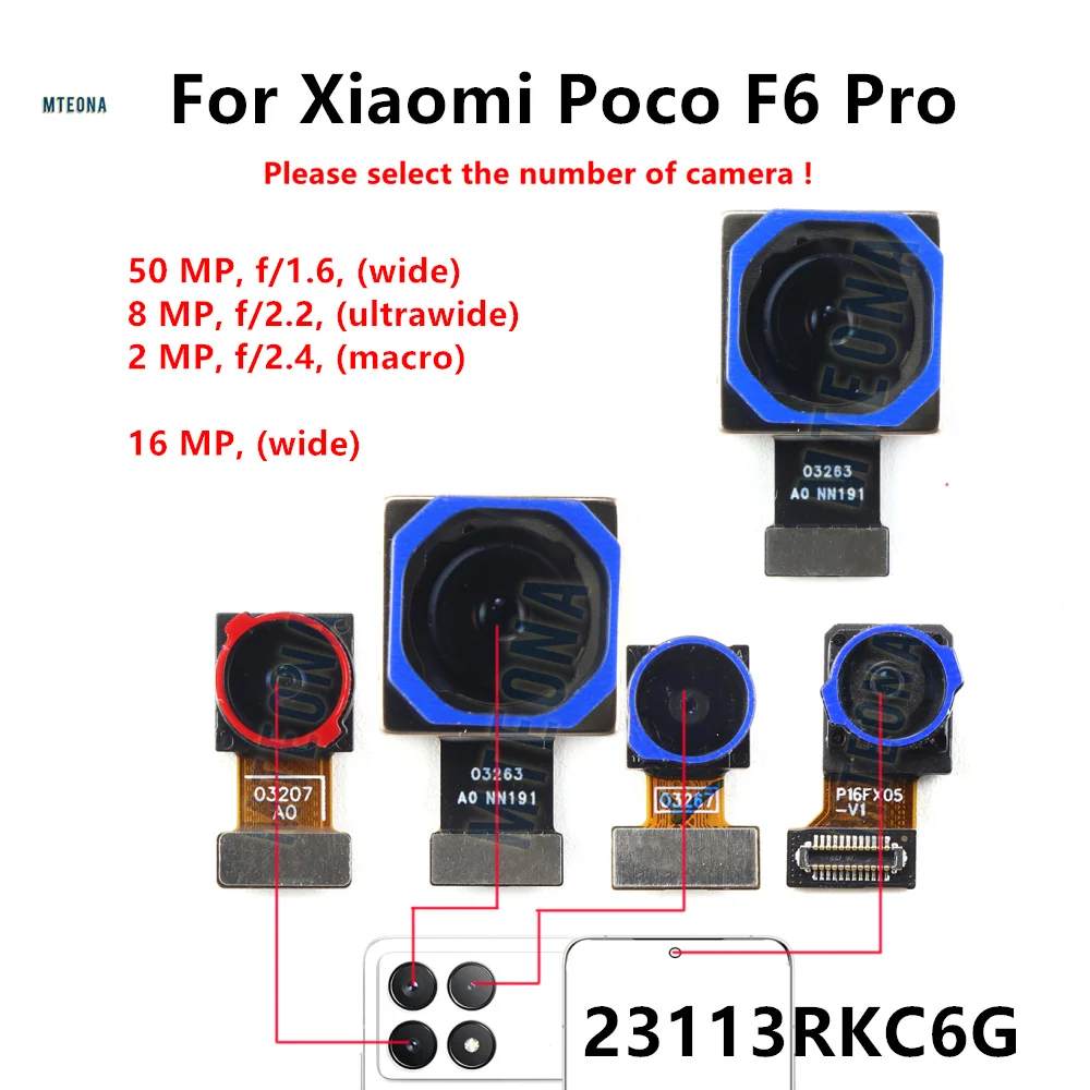 Front Rear View Back Camera For Xiaomi Poco F6 Pro 23113RKC6G Frontal ...
