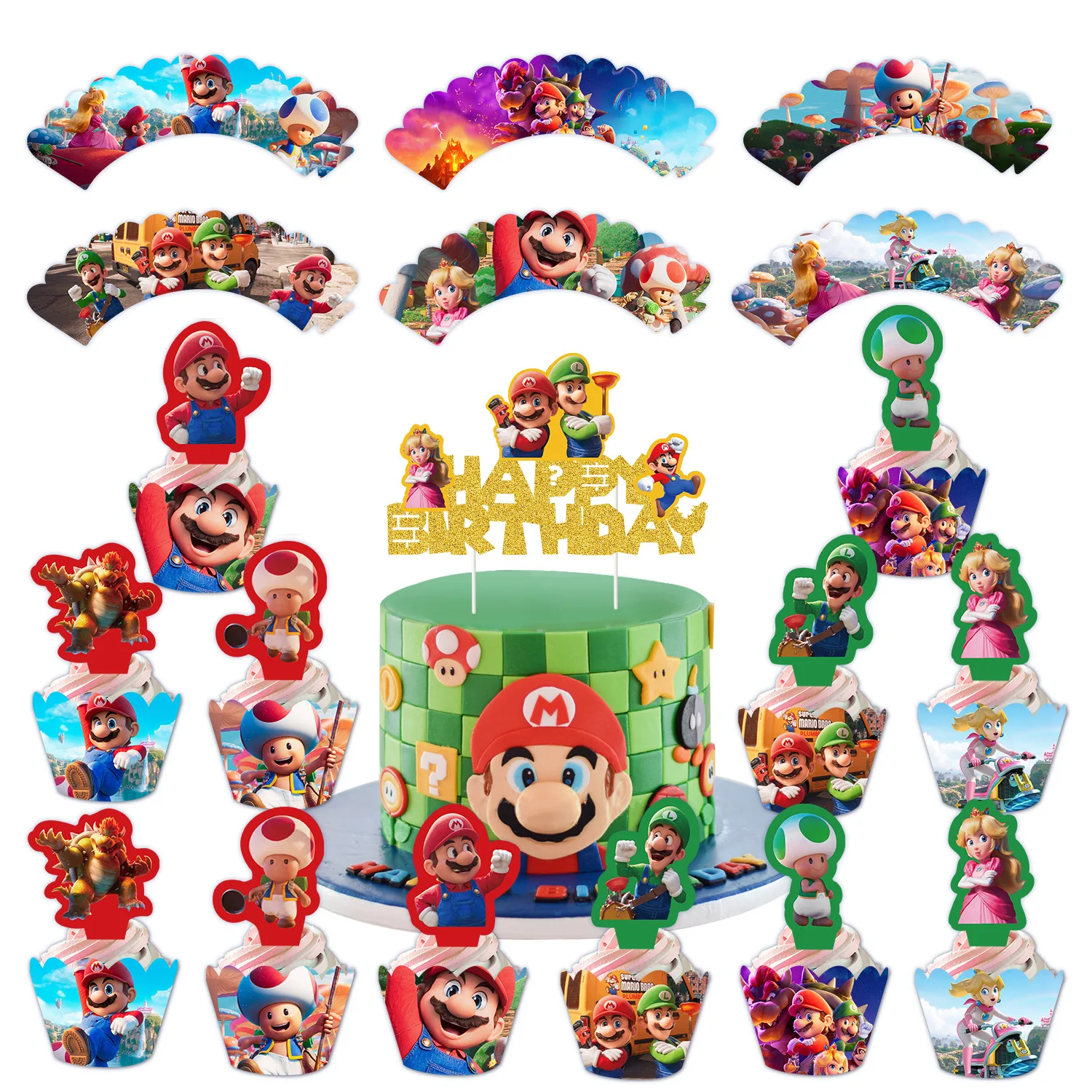 Decoración de fiesta de cumpleaños con temática de Super Mario para ...