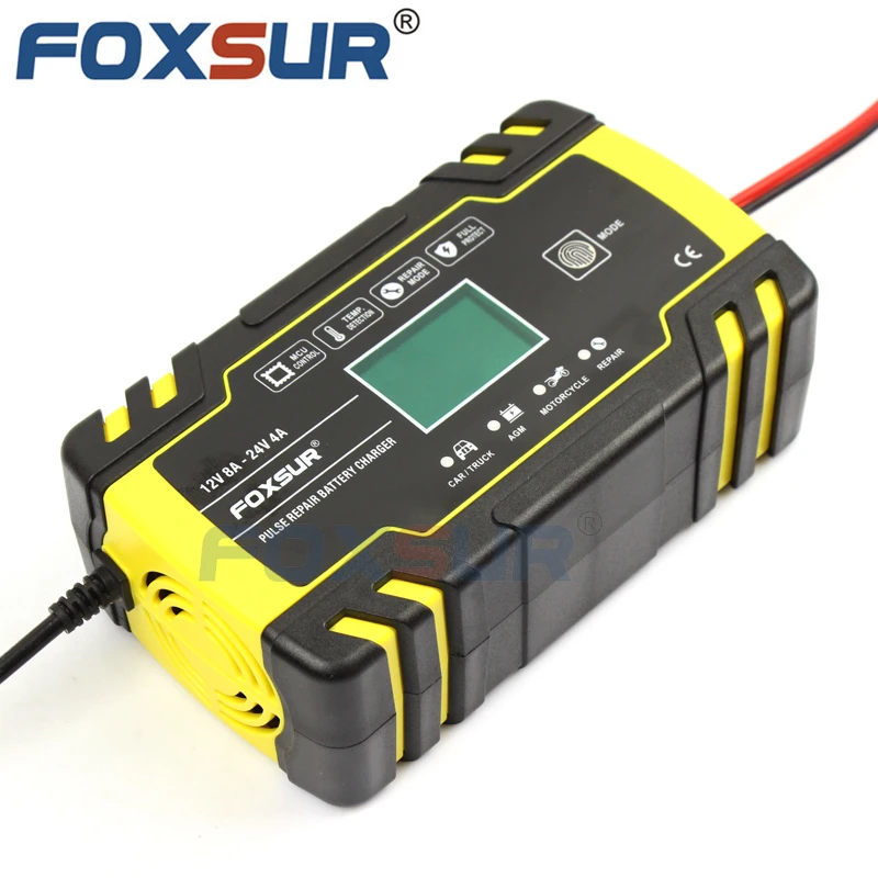 FOXSUR 12V Motorcycle car Smart Battery Charger, 24V Golf Truck Battery ...