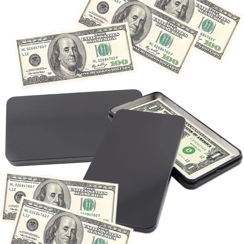 1/2pcs Paper Money Holder Tinplate Currency Tray Small Metal Cash ...