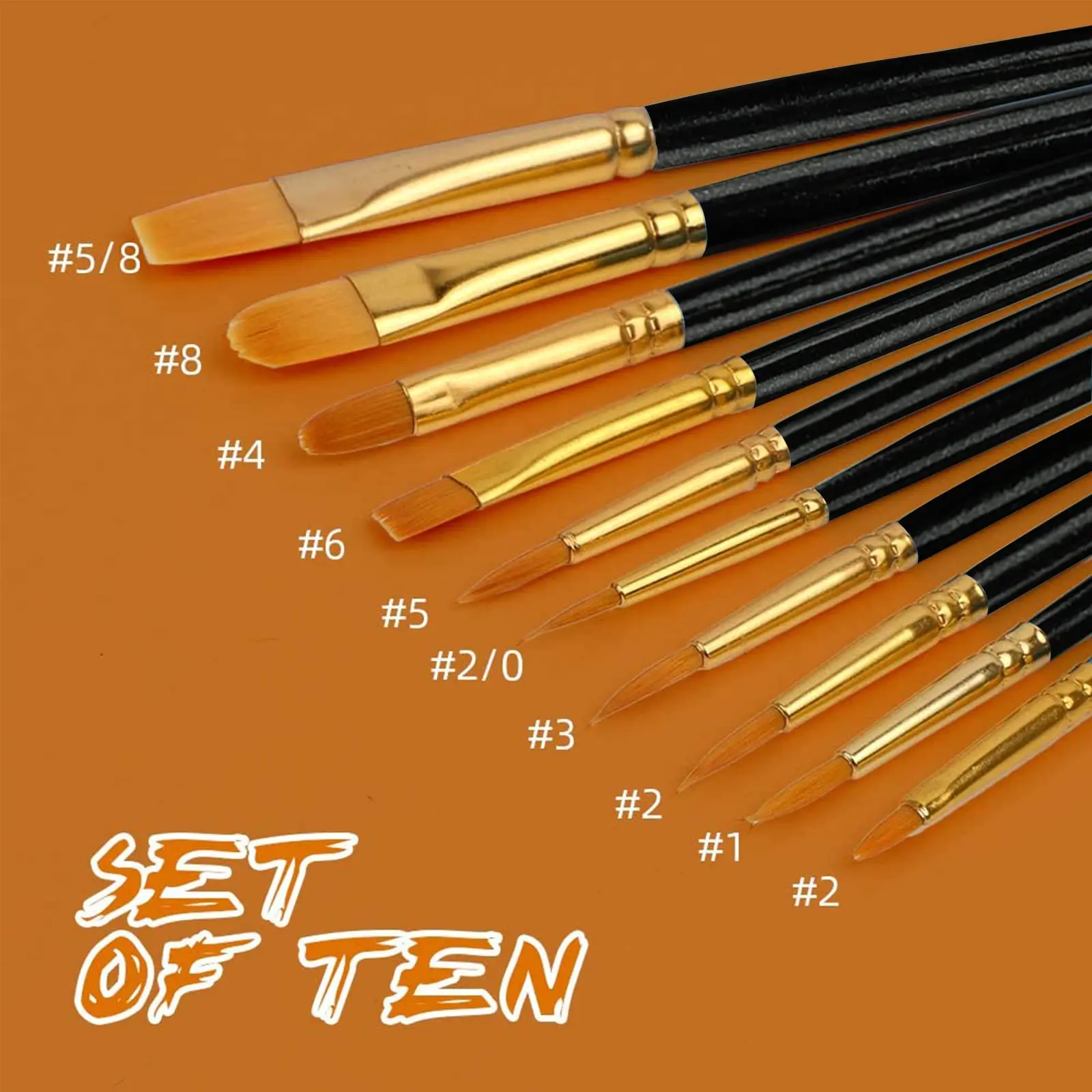 10Pcs-set-Nylon-Hair-Artist-Paint-Brush-Set-Watercolor-Acrylic-Colorful ...