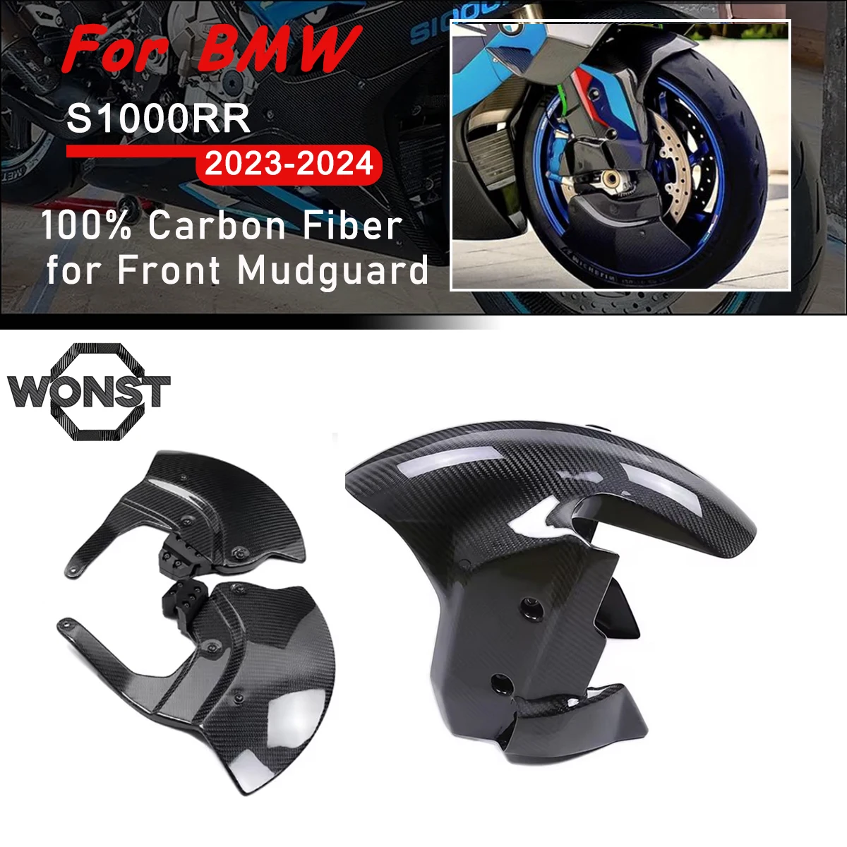 Motorcycle Accessories Front Fender Caliper Radiator Pure Dry Carbon ...
