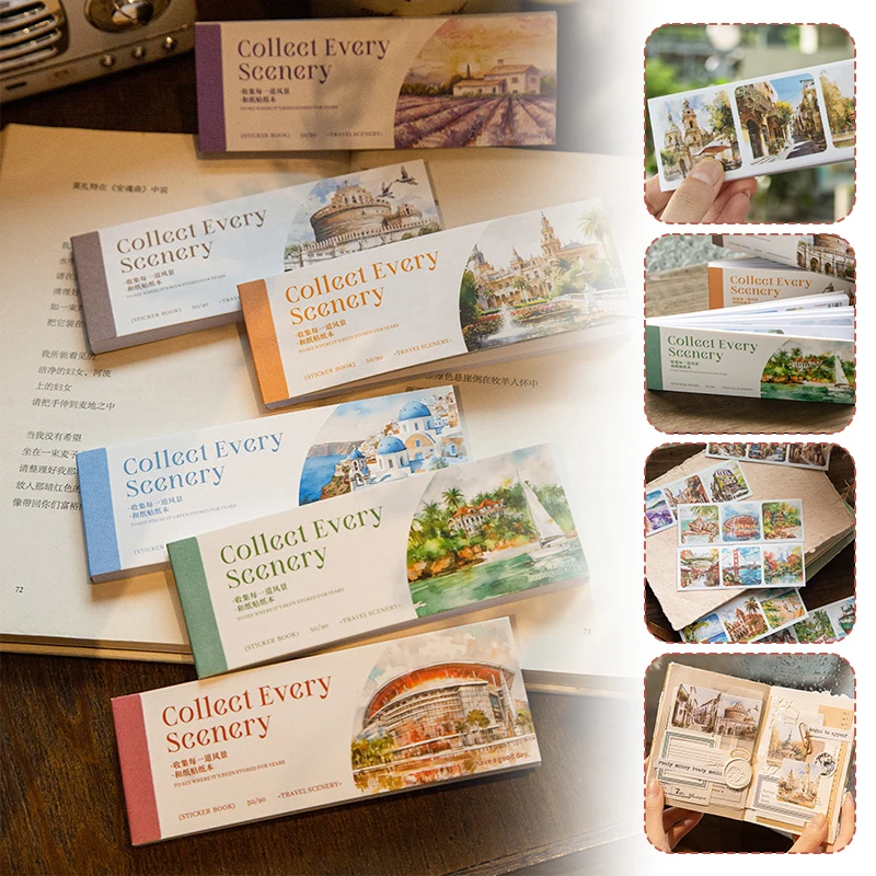 30-Sheets-90pcs-Landscape-Series-Stickers-DIY-Scrapbook-Collage-Album ...