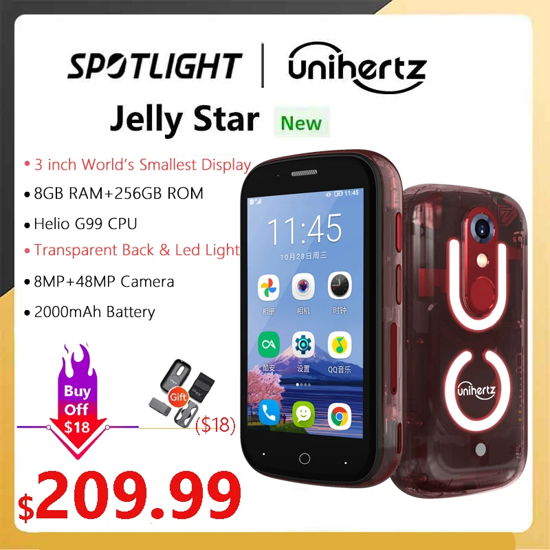 Unihertz-Jelly-Star-Android-13-8GB-256GB-Led-Light-Unlocked-Transparent ...