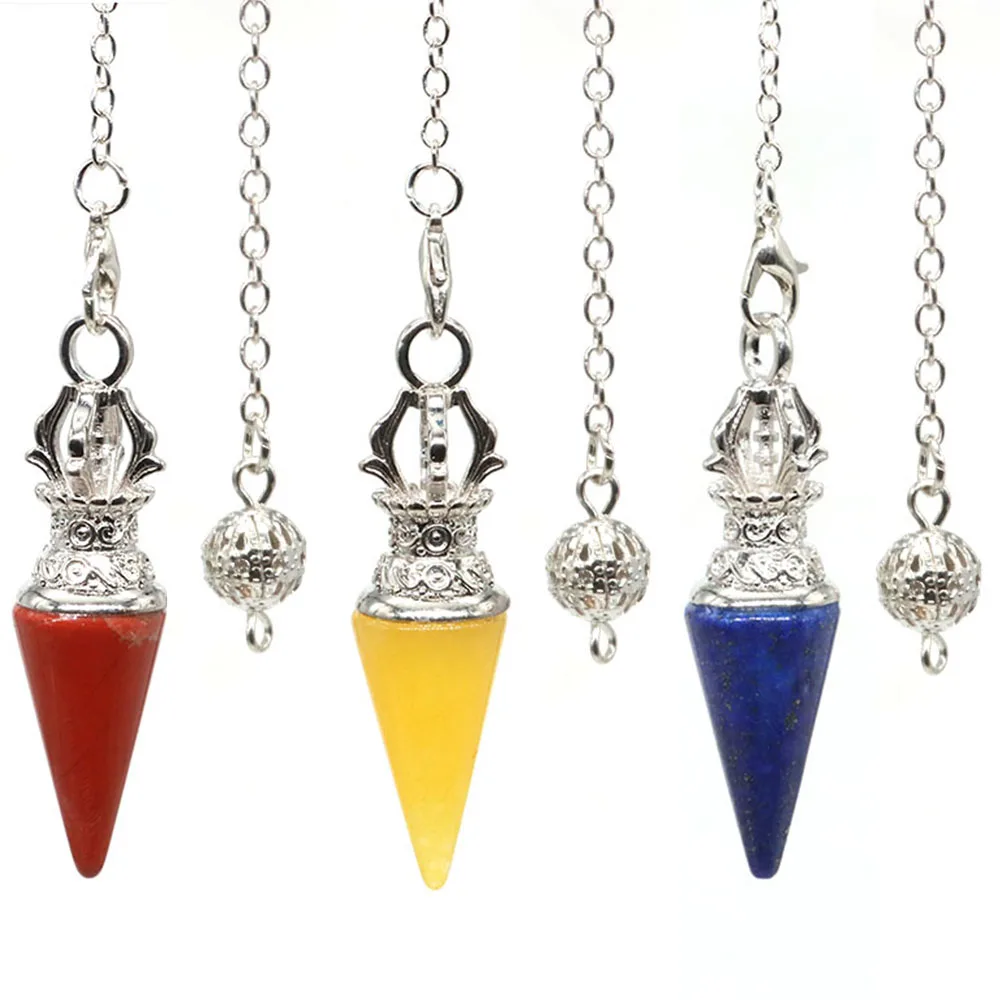 Natural-Stone-Pendulum-for-Dowsing-Spiritual-Divination-Cone-Reiki ...
