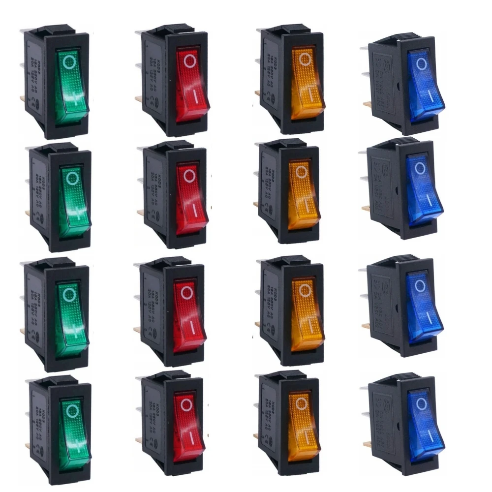 16pcs-KCD3-3pin-Rocker-Switch-Toggle-SPST-AC-250V-15A-125V-20A ...
