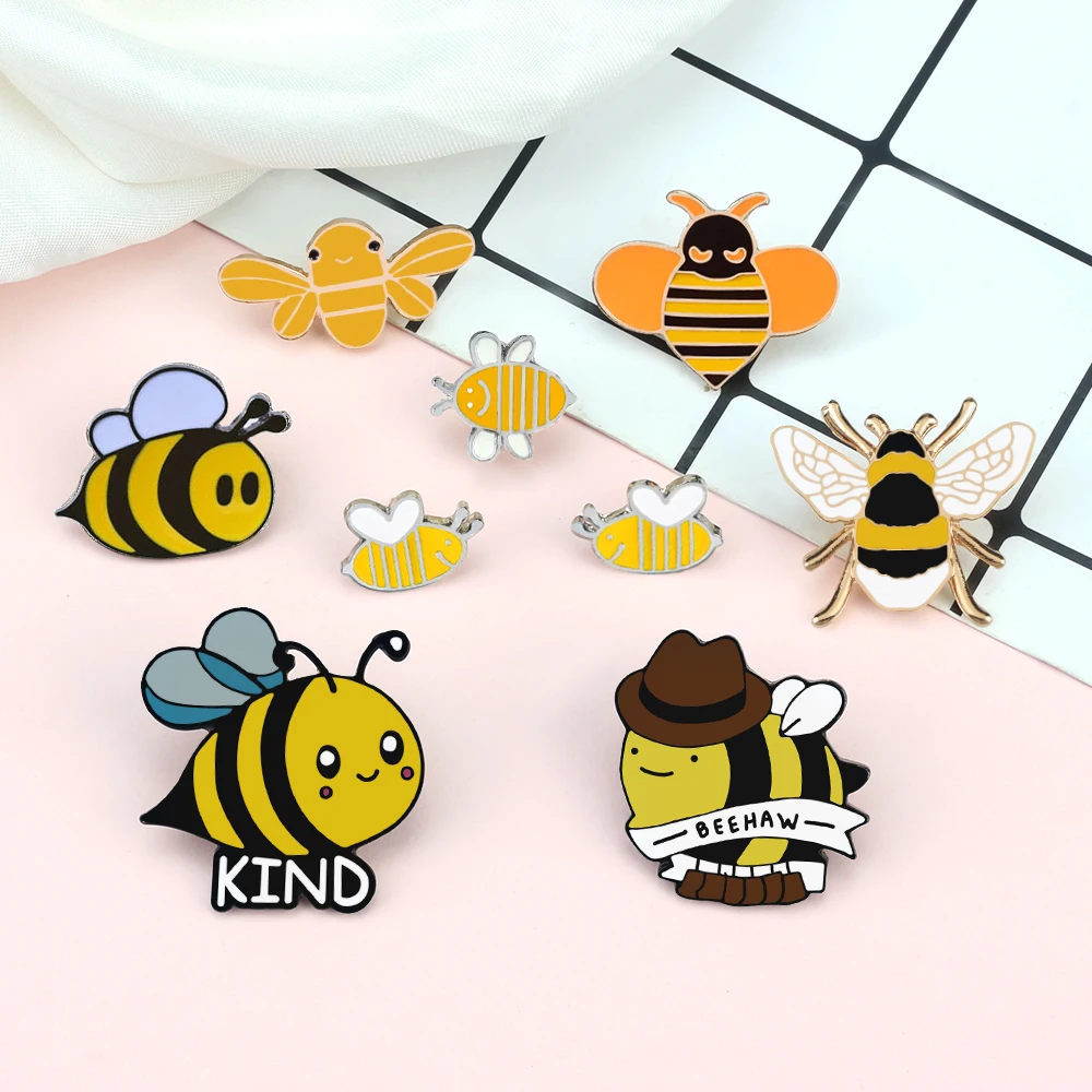 Cute-Insect-Bee-Series-Lapel-Pins-Cartoon-BEEHAW-KIND-Brooches-For ...