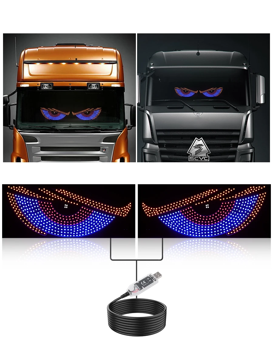 30*12cm Car Devil Eyes Light Led Soft Screen DIY Colorful Car ...