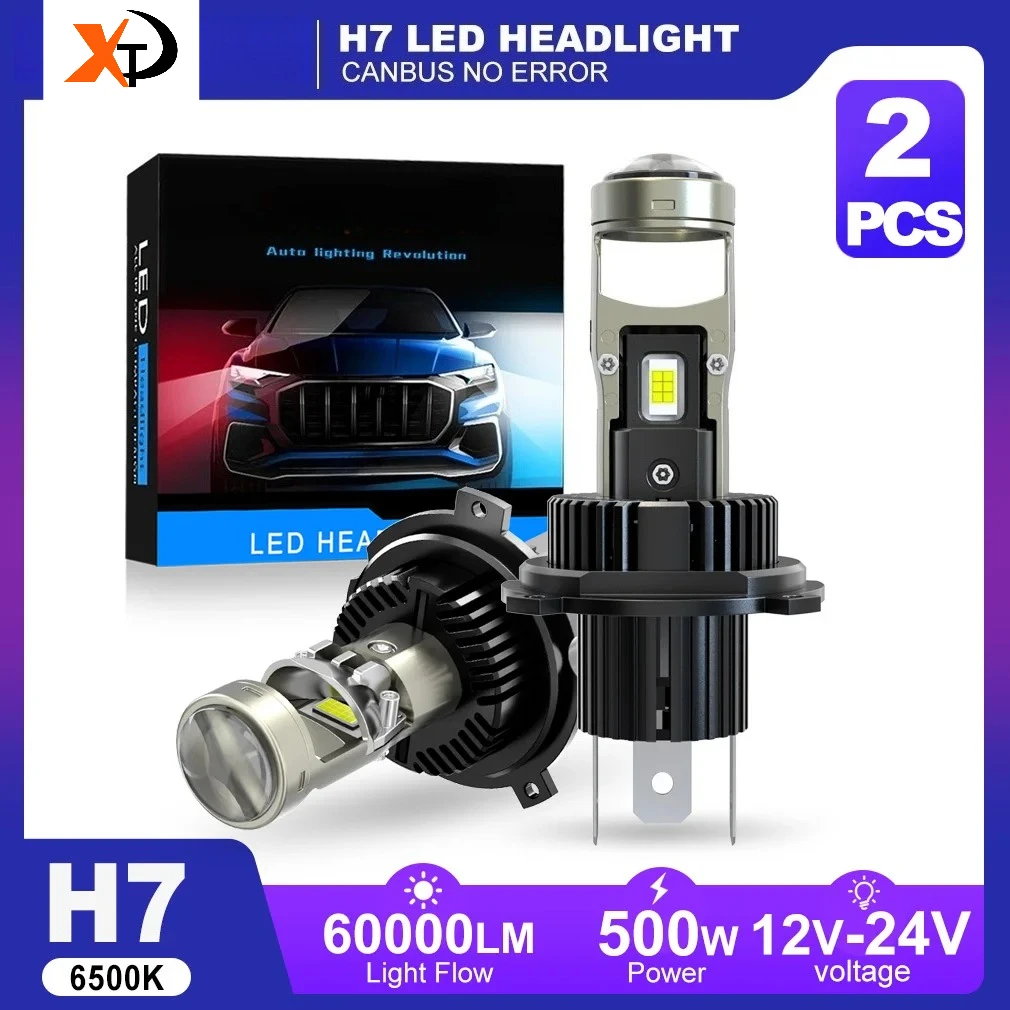 XTG H7 LED Projector Lens Car Headlight Canbus 60000LM 500W Car h7 LED ...