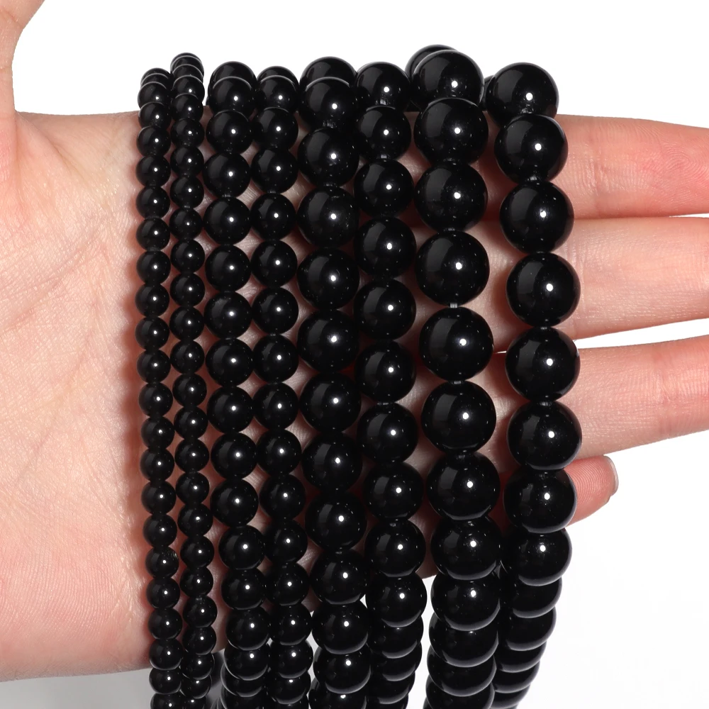 1-Strand-4-6-8-10mm-Black-Agates-Onyx-Stone-Beads-Round-Loose-Beads ...