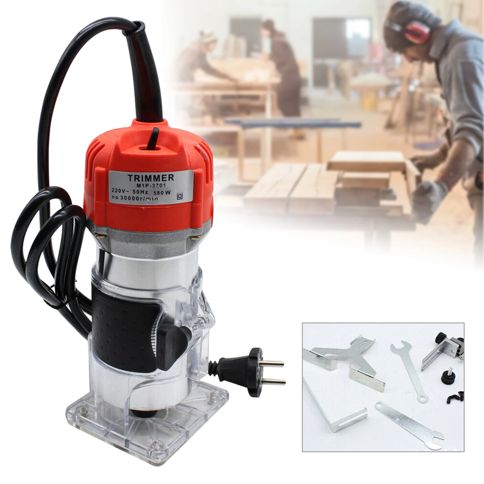 800W-30000RPM-Electric-Wood-Router-Trimmer-Woodworking-1-4-Inch ...