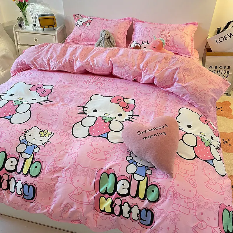 Sanrio-Maiden-Heart-Hello-Kitty-ropa-de-cama-de-dibujos-animados-S-bana ...