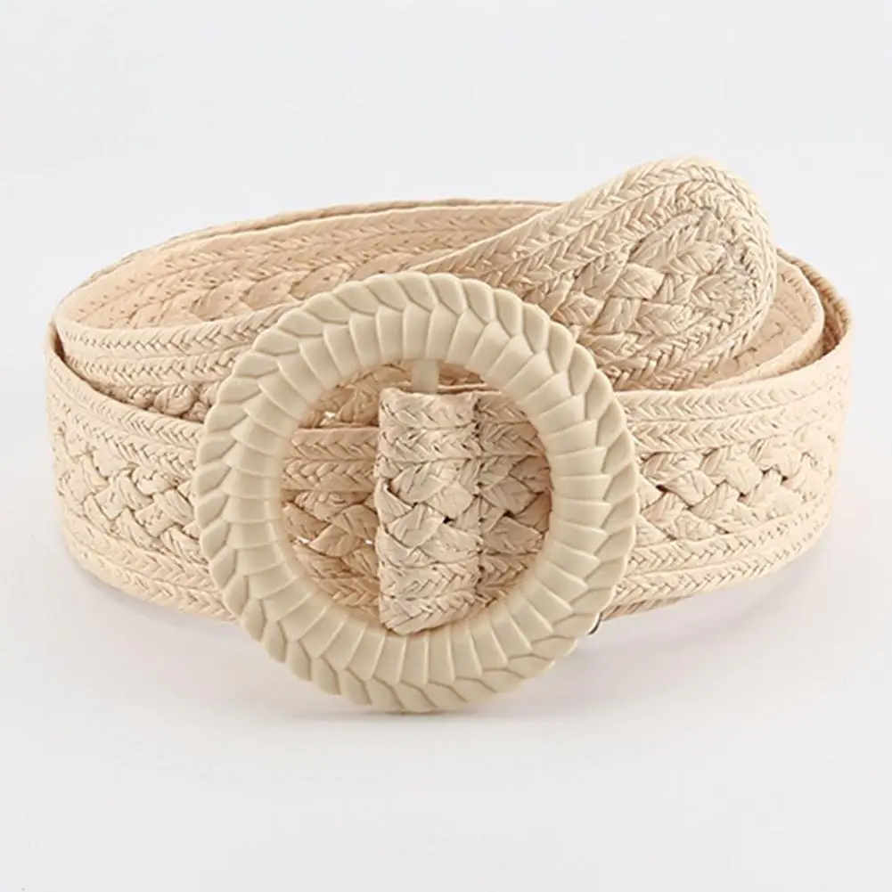 Women-Belt-Braided-Round-Buckle-Plastic-Ethnic-Style-Single-Circle ...