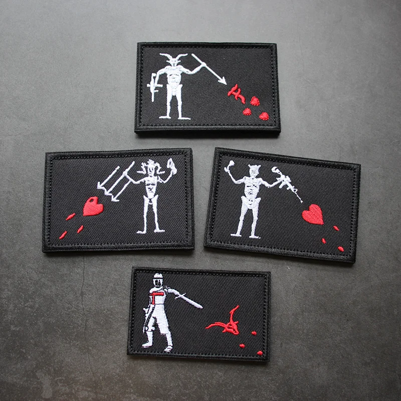 Blackbeard Pirate Soldiers Embroidered Patches AK Red Love Heart ...