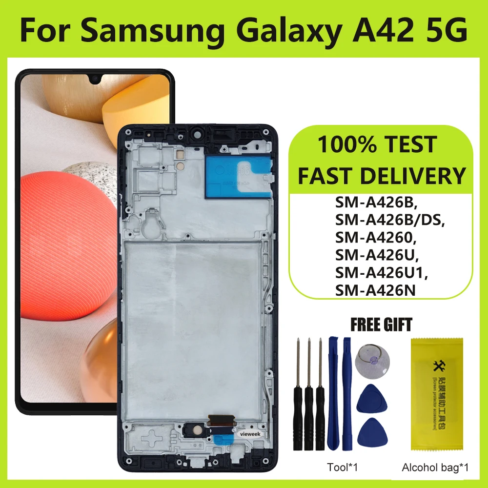 삼성 갤럭시 A42 5G LCD 디스플레이 터치 스크린 디지타이저 교체 용 슈퍼 AMOLED LCD 삼성 A42 5G A426B ...