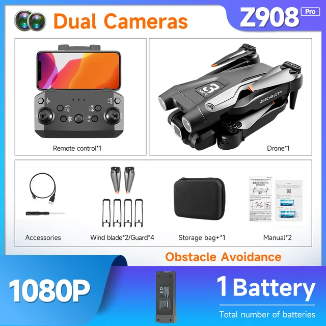 Z908 Pro 4K Drone Professional HD Camera Orange Mini4 Dron Optical Flow Localization Three sided ...