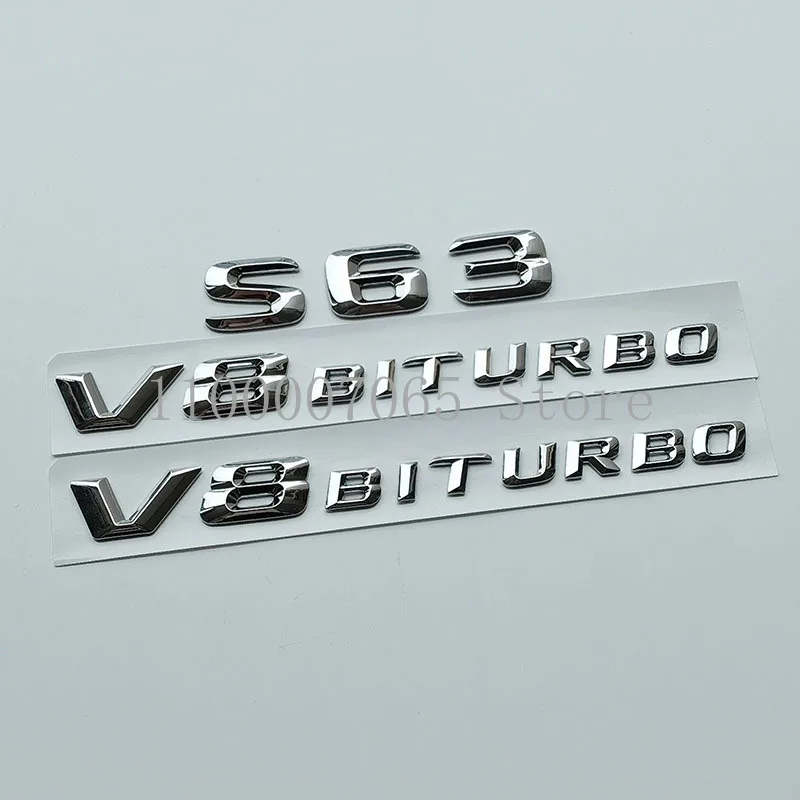 2015-Chrome-Sharp-3D-Letters-S63-V8-Biturbo-Top-ABS-Emblem-for-Mercedes ...
