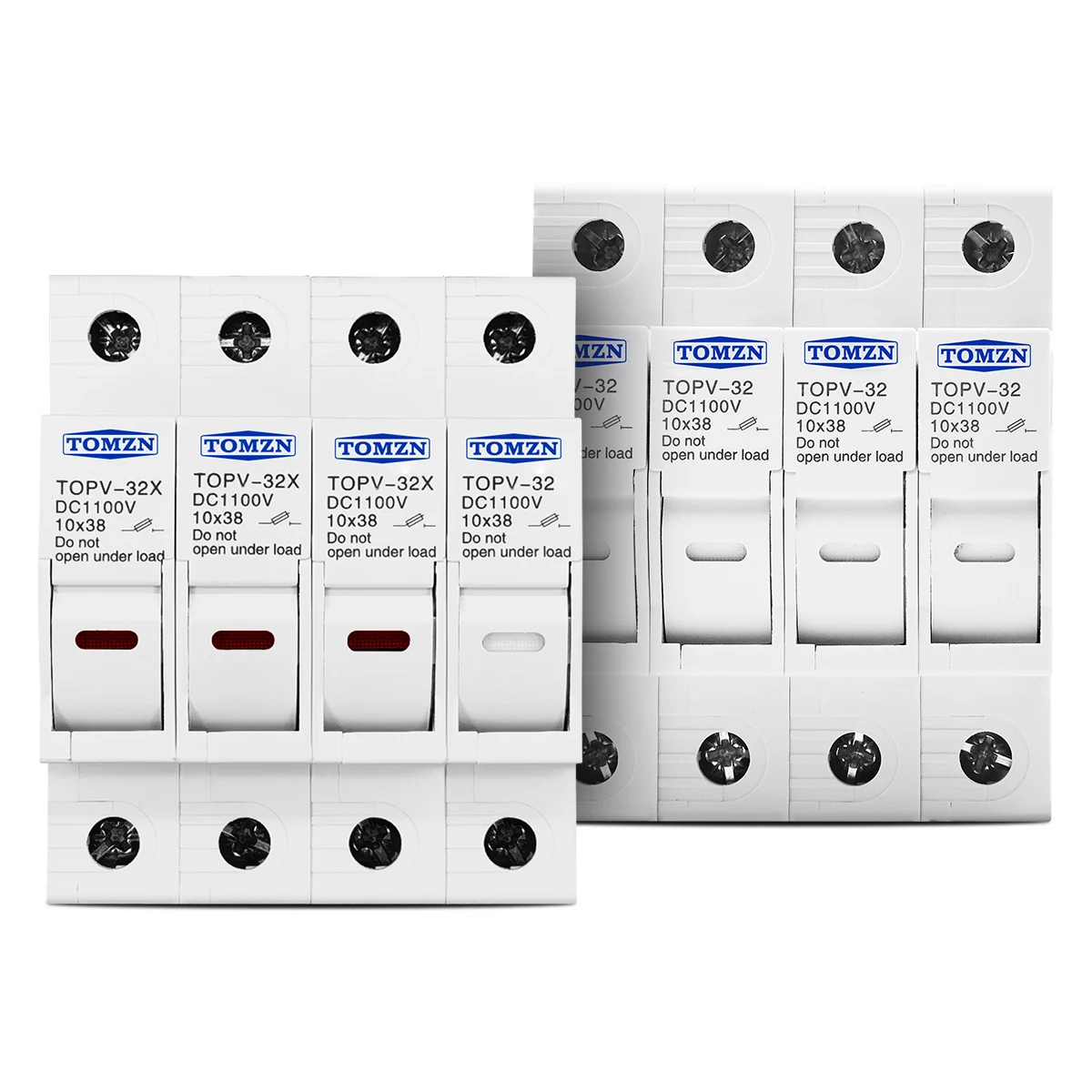TOMZN 4P 1100V DC Fuse Holder 10*38mm High Voltage Solar PV TOPV-32X ...
