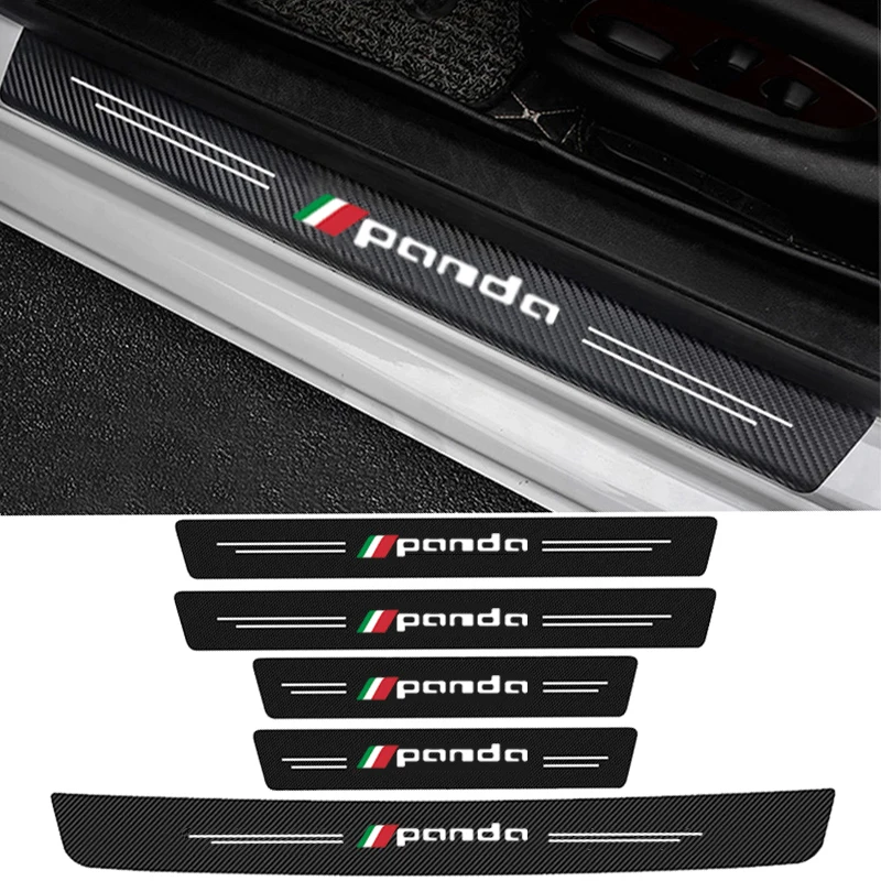 Car-Front-Rear-Door-Sill-Scuff-Plate-for-Fiat-PANDA-Badge-Carbon-Fiber ...