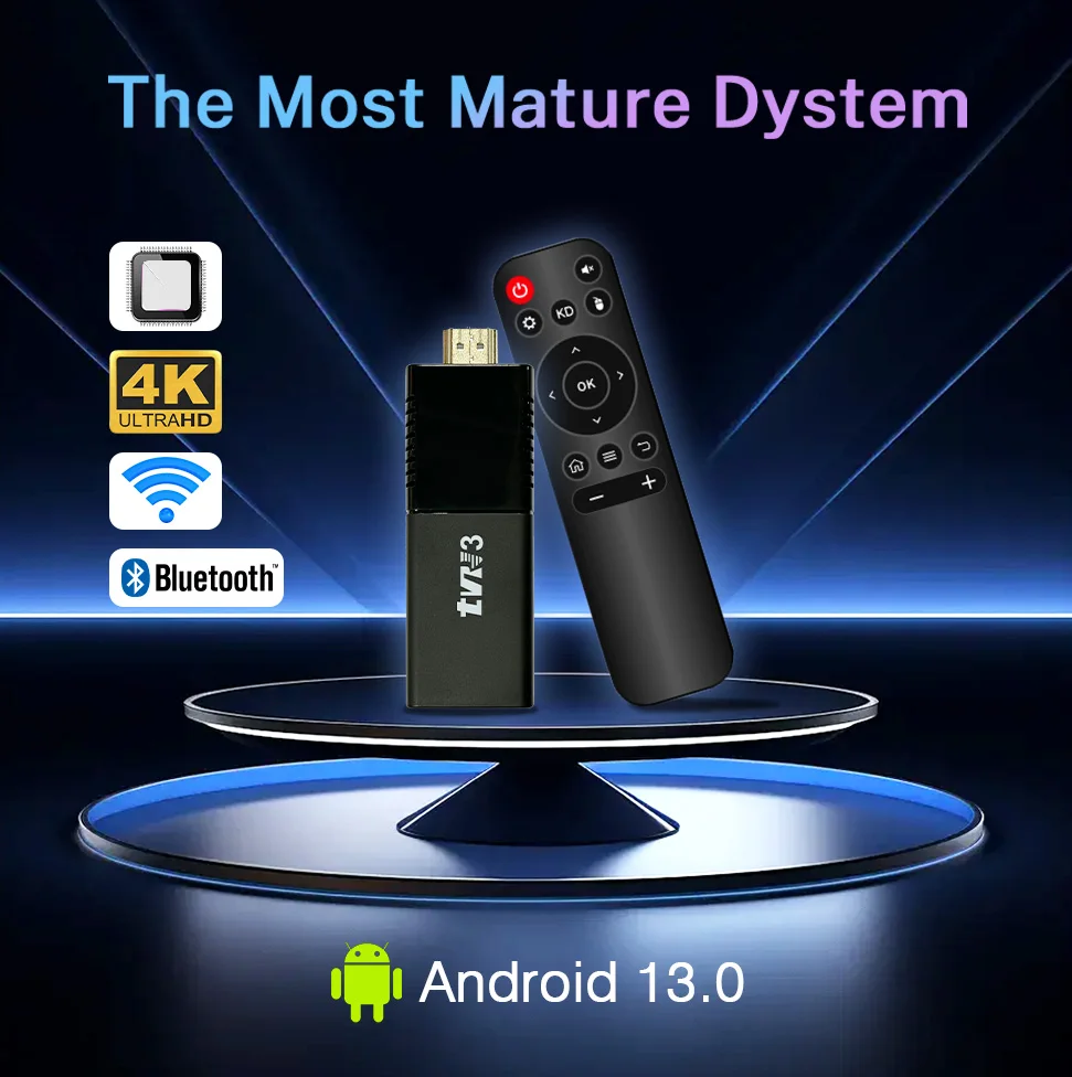 TVR3 Mini TV Stick Android 13.0 OS 4K HD 1G 8G TV Box 2.4G 5G Dual Wifi ...