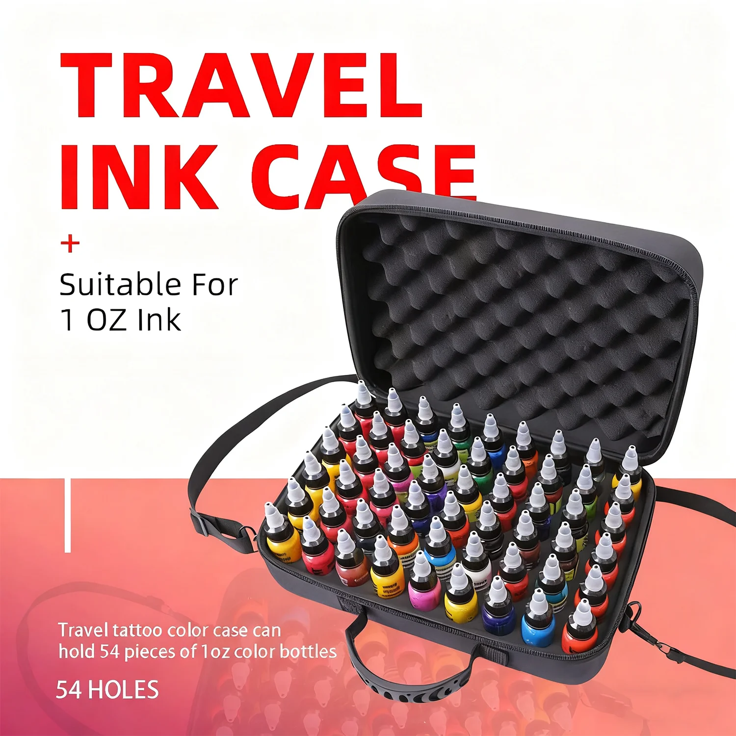 Tattoo Ink Travel Case Holds 54 Pcs 1 Oz Ink Bottles Portable Storage ...