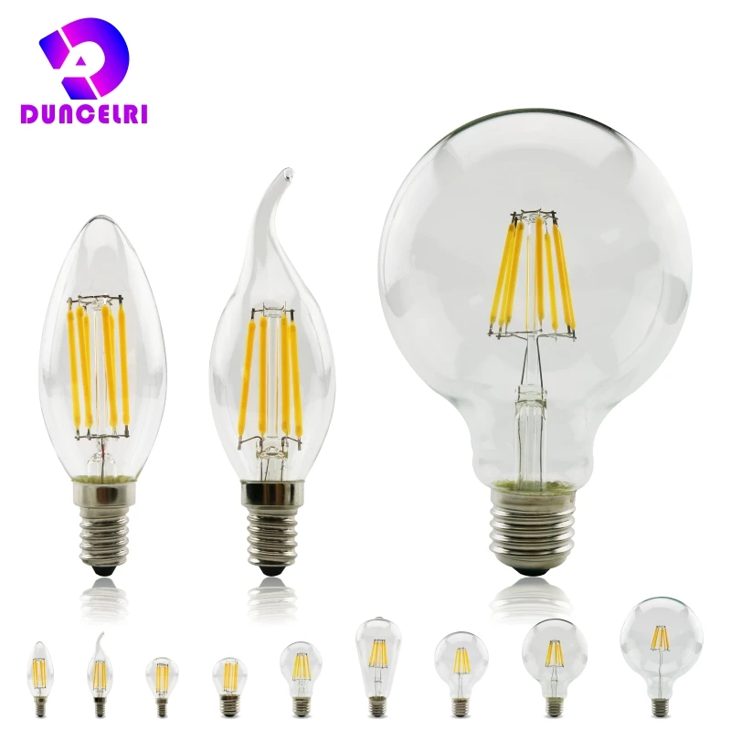 LED Retro Edison Bulb E14 E27 AC 220V 2W 4W 6W 8W Vintage Glass Lamp ...