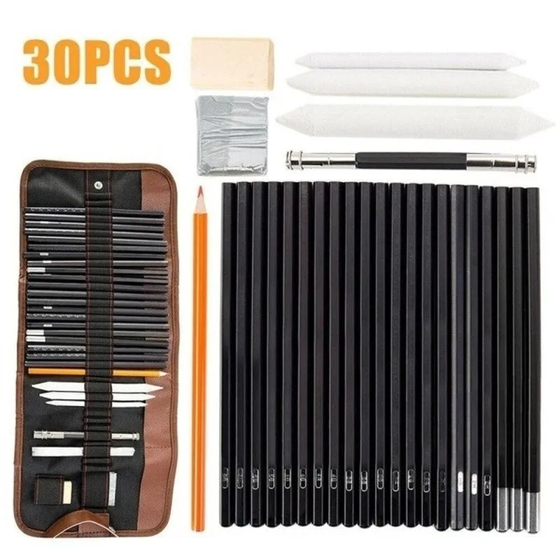 30pcs Drawing Beginner Sketch Set Charcoal Pencil Art Painting Sketch ...