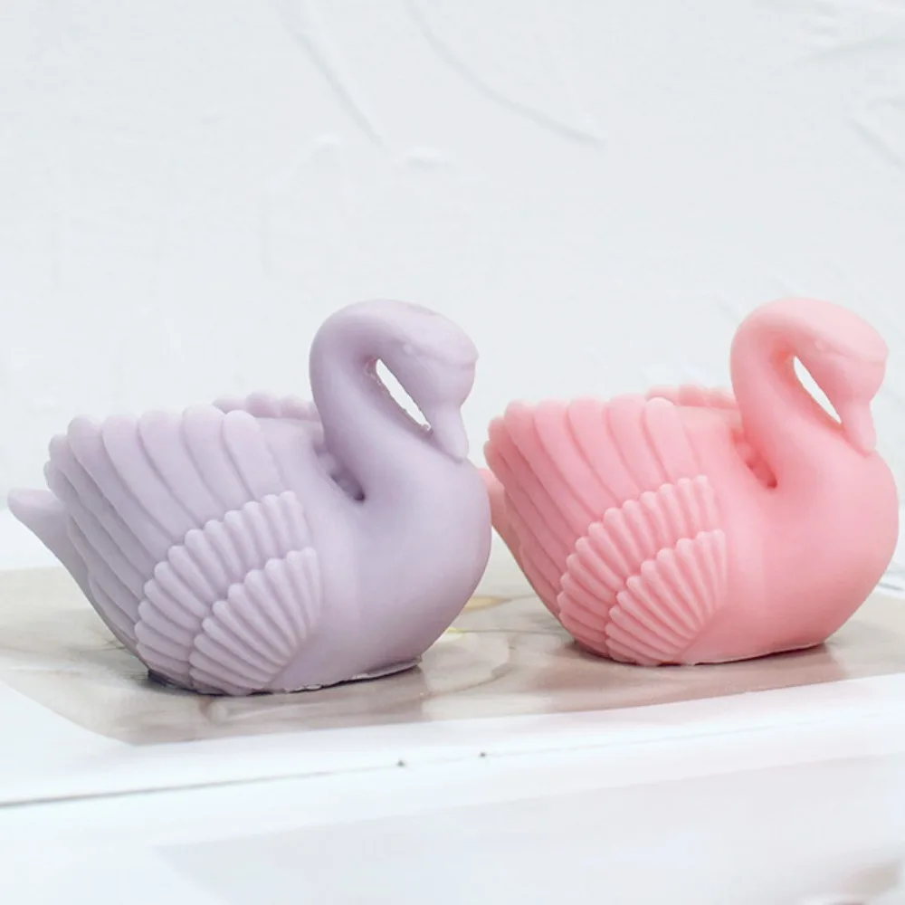 White Swan Silicone Candle Mould Cygnus Bird Animal Soap Resin Plaster ...