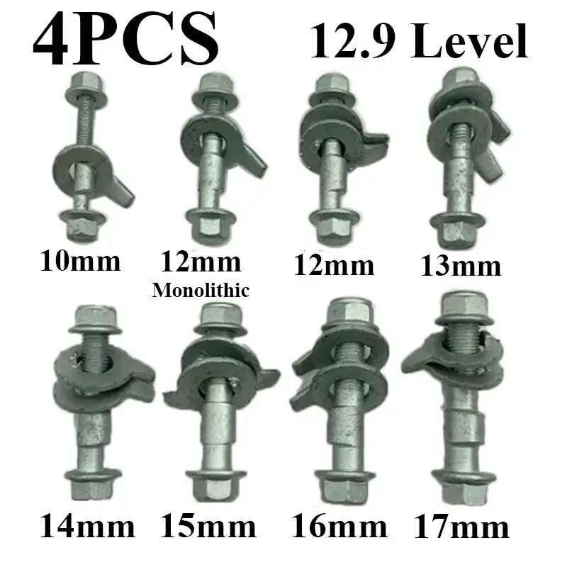 4x-12-9-Level-Screw-Camber-Bolt-Nut-Car-Wheel-Alignment-Arc-Eccentric ...