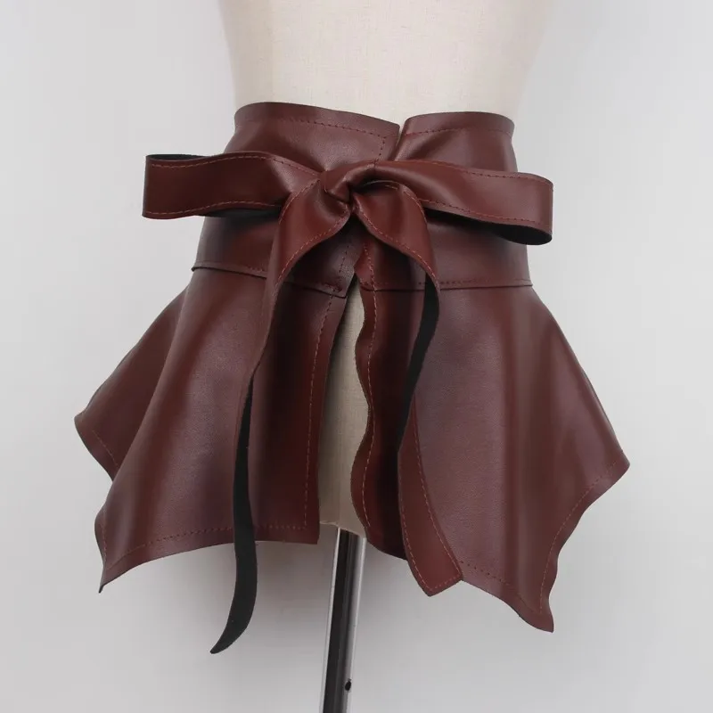 Women's Fashion PU Letaher Corset Female Cummerbund Coat Waistband ...