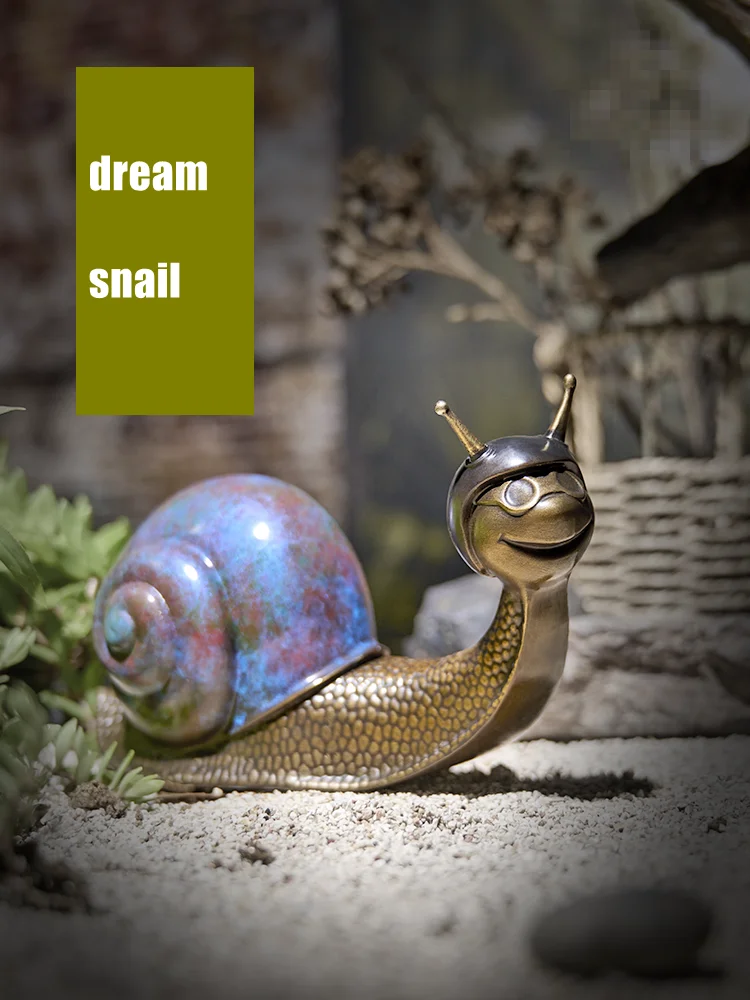 Exquisite Brass Snail Office Desk Cute Ornament Bookshelf Decoration ...