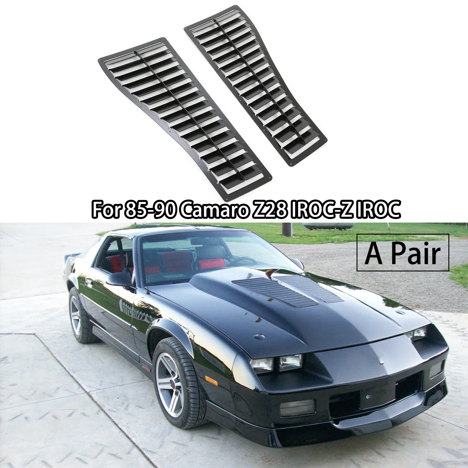 A-Pair-Vented-Heat-Extractor-Hood-Louvers-Scoop-For-1985-1990-Camaro ...