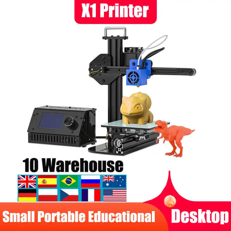 Tronxy X1 3D Printer Desktop Mini Portable Design X Axis PLA TPU Knob Screen Display Glass Bed ...