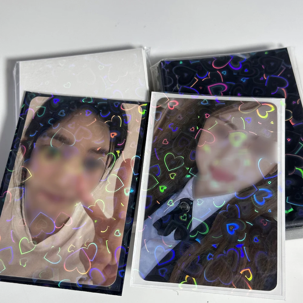 50pcs-pack-Glittery-Love-Heart-Colored-Kpop-Toploader-Card-Photocard ...