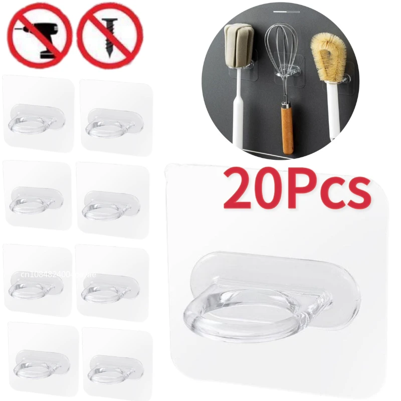 Transparent Ring Sticky Hook Round Self Adhesive Curtain Rod Holder ...