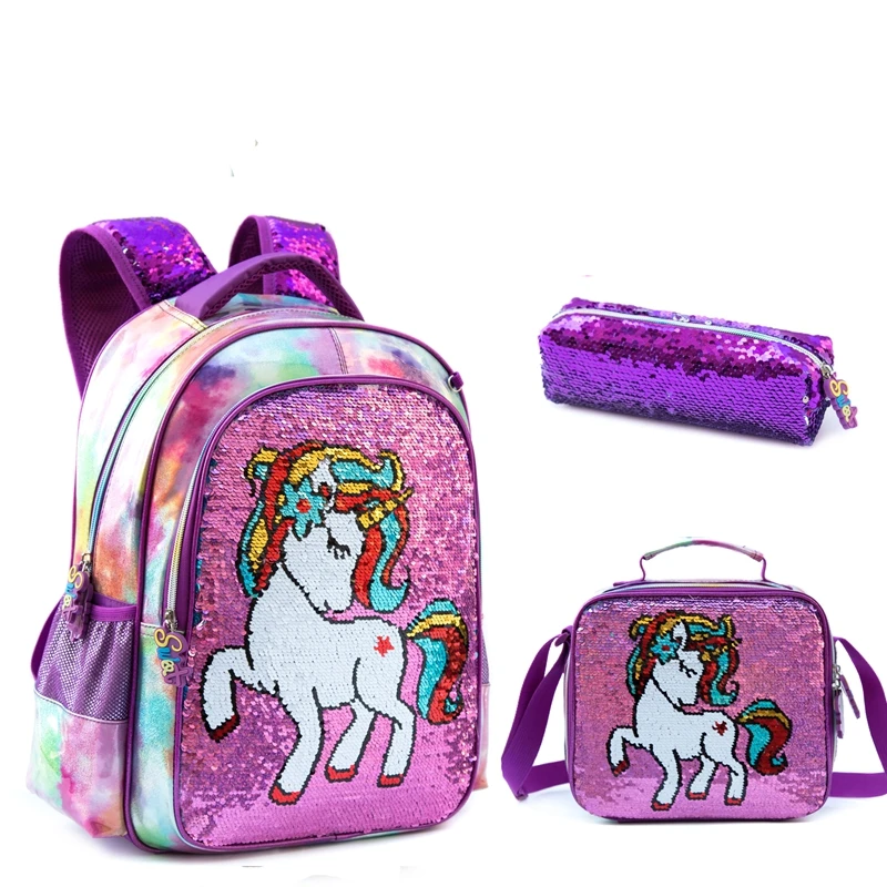3pcs-School-Bag-Set-High-Quality-Fashion-Girl-Sequin-Unicorn-Cute-Kids ...