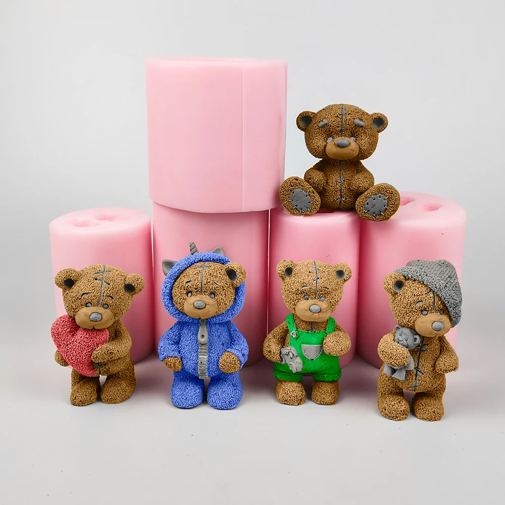 PRZY 3d Teddy Bear with Hat Silicone Mold Fondant Mould Chocolate ...