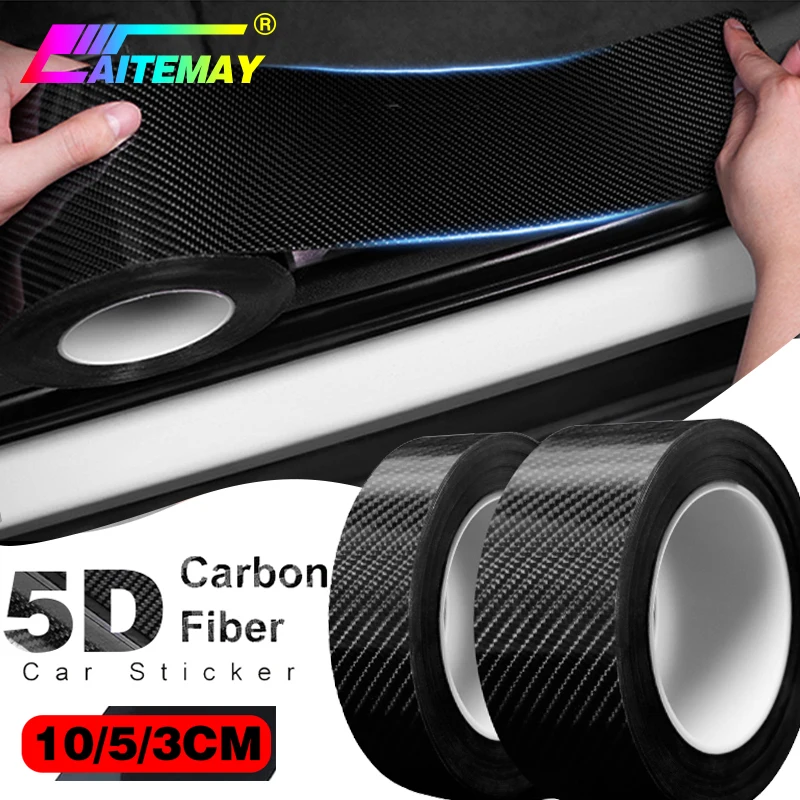 5D-Carbon-Fiber-Vinyl-Car-Sticker-DIY-Paste-Protector-Strip-Auto-Door ...