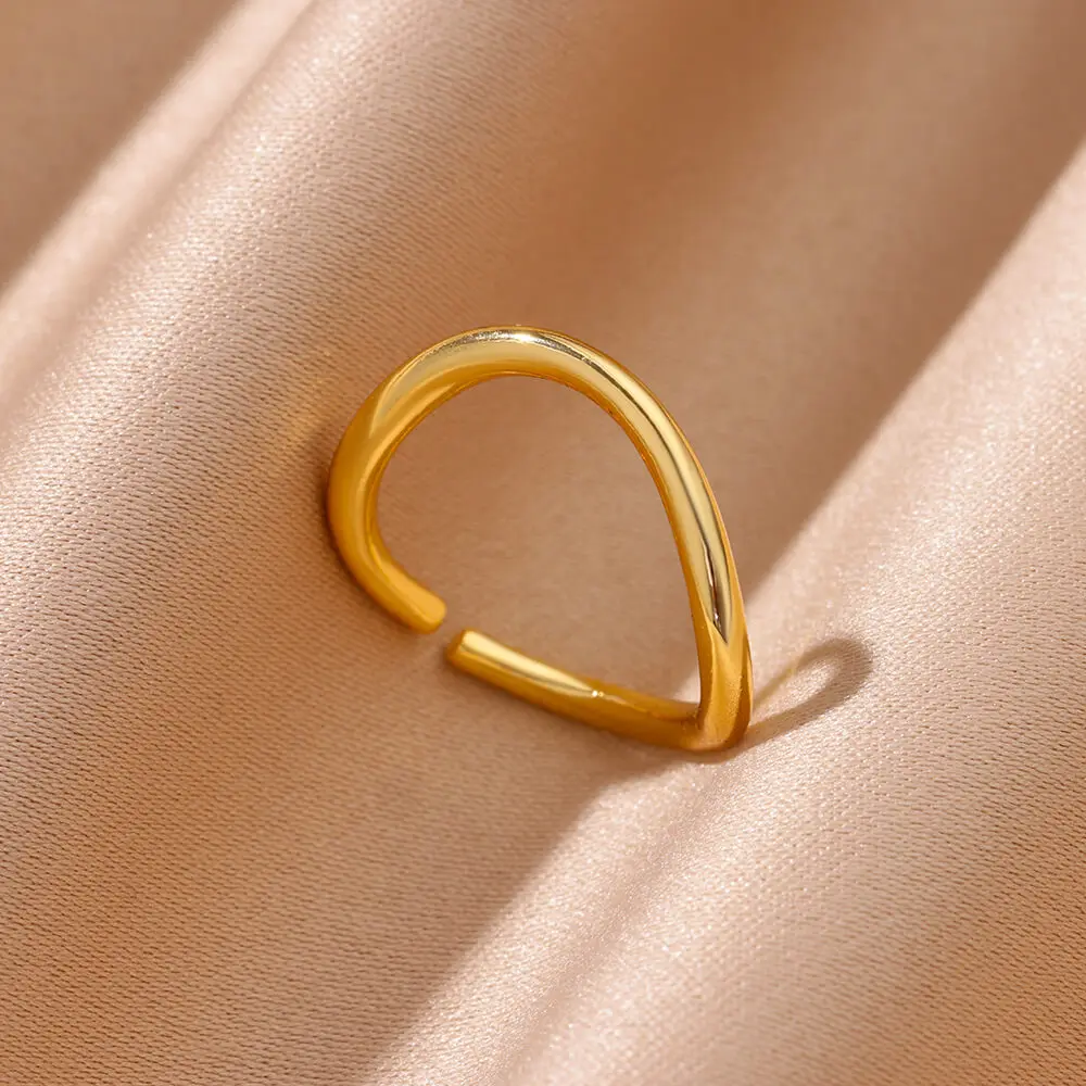 Gold-Color-M-bius-Open-Rings-For-Women-Stainless-Steel-Geometric-Rings ...