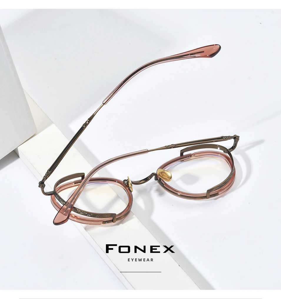 FONEX Acetate Titanium Glasses Frame Men Vintage Square Eyeglasses ...