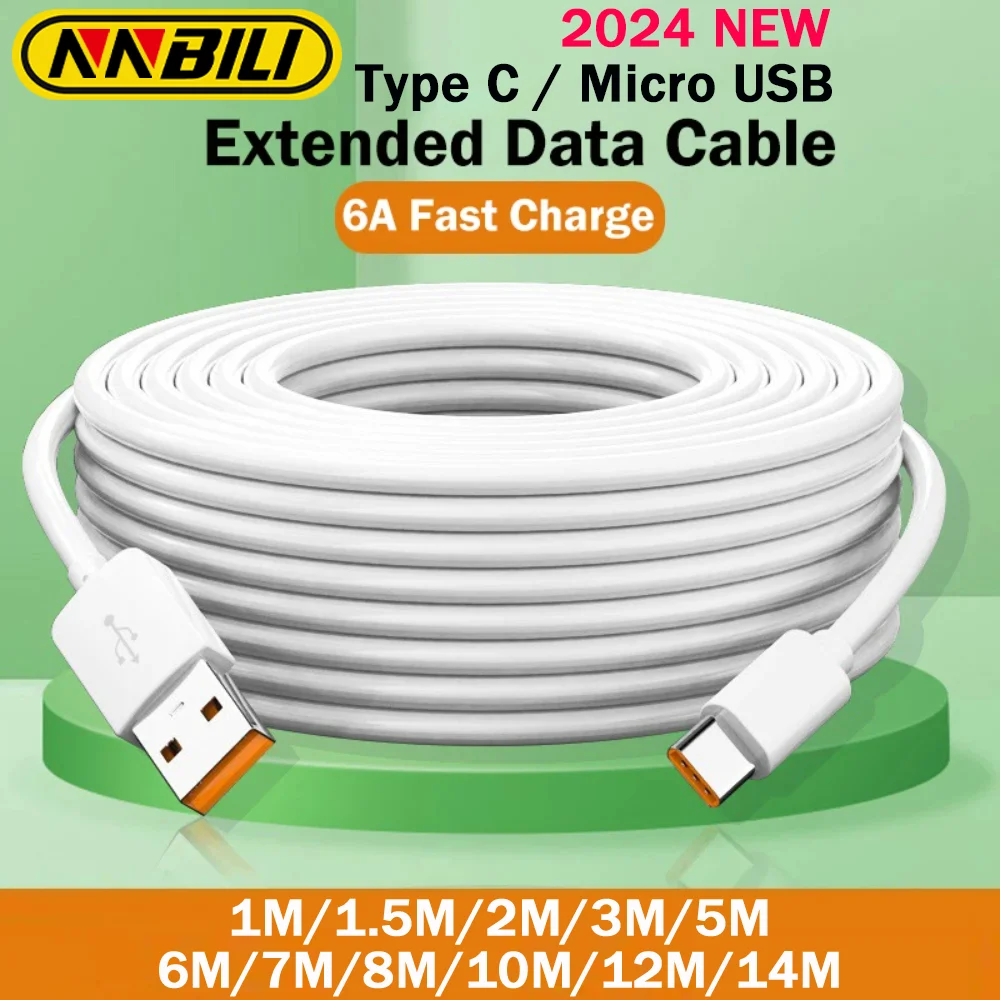 NNBILI-2024-NEW-6A-1M-14M-Extra-Long-Micro-Type-C-USB-Fast-Data-Cable ...