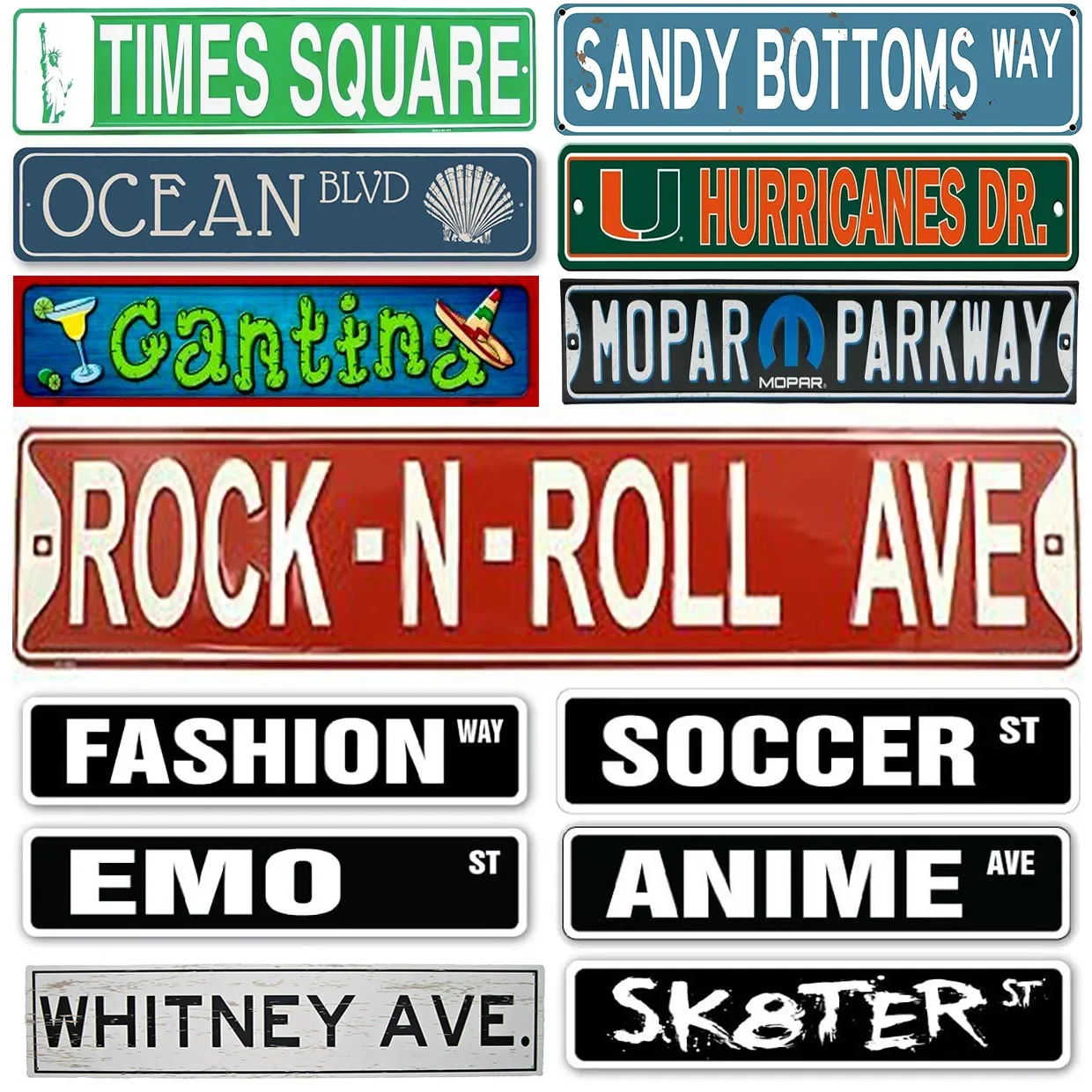 Decor-Rock-N-Roll-Ave-Ocean-Vintage-Tin-Signs-Funny-Street-Metal-Signs ...