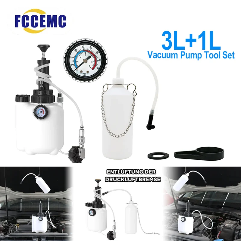 3L-Manual-Brake-Bleeder-Kit-with-1L-Oil-Bottle-Fluid-Pressure-Bleeding ...