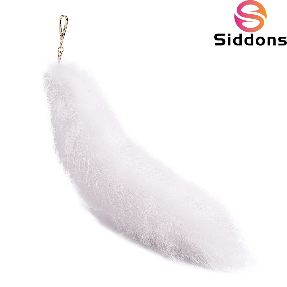 Cute Wolf Fox Tail Fur Car Keychains For Women Men Pompom Pendant Key ...
