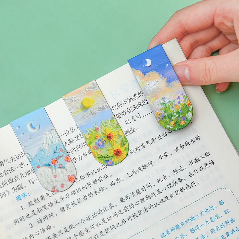 4Pcs/Set Cute Cartoon Magnet Bookmark Life Fresh Bookmark Creative ...