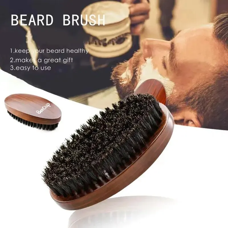 Professional-Soft-Boar-Mane-Wood-Beard-Brush-Barber-Shave-Brush-Comb ...