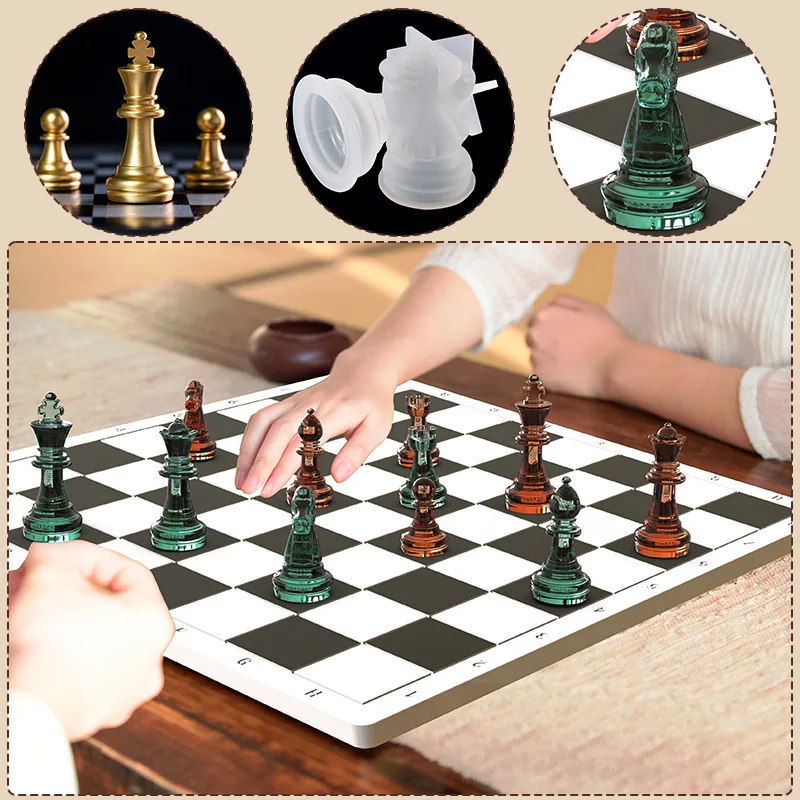 6-Pcs-Set-Chess-Silicone-Mold-Diy-Plaster-Resin-Craft-Chess-and ...